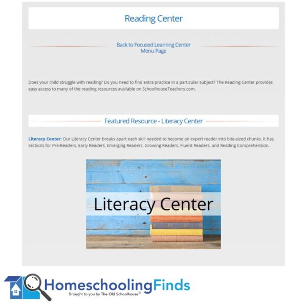 The Focus on Reading Center at SchoolhouseTeachers.com ...